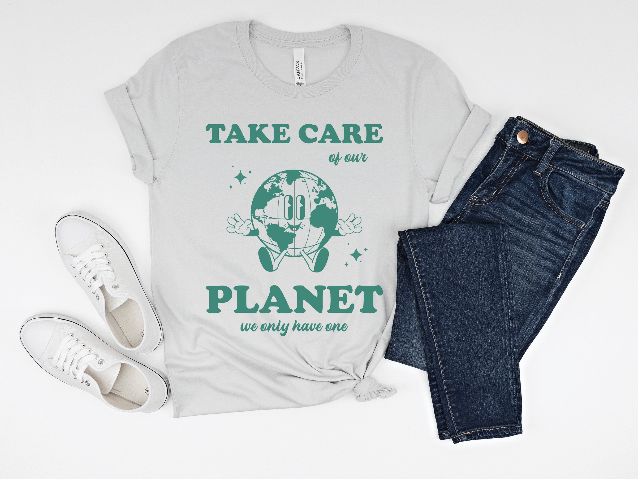 Take Care of Our Planet Shirt Retro Cartoon Mascot Planet - Etsy