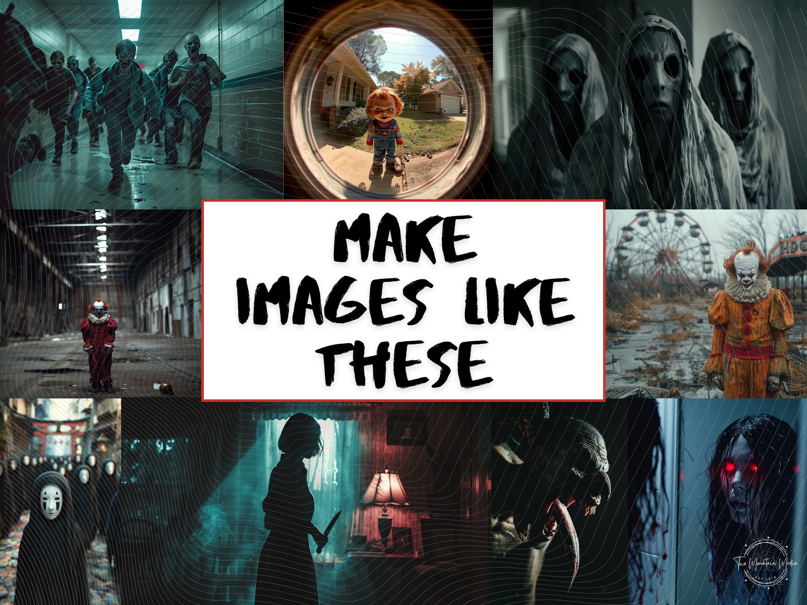 18 Cinematic Horror Pngs AI Art Digital Art BONUS Scary Midjourney ...