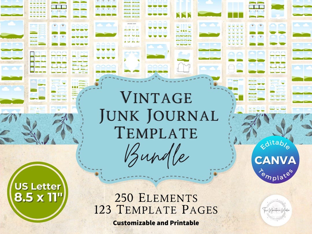 Vintage Junk Journal Template Bundle | Editable Canva Template | Canva ...