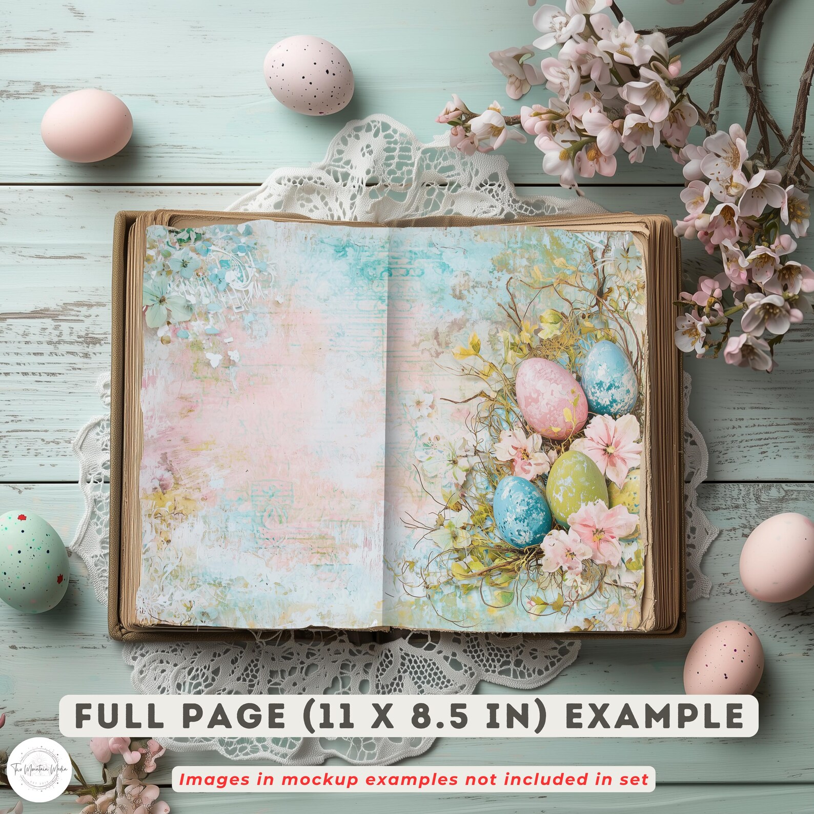 Shabby Pastel Easter Junk Journal Mockup Set | Editable Canva Template ...