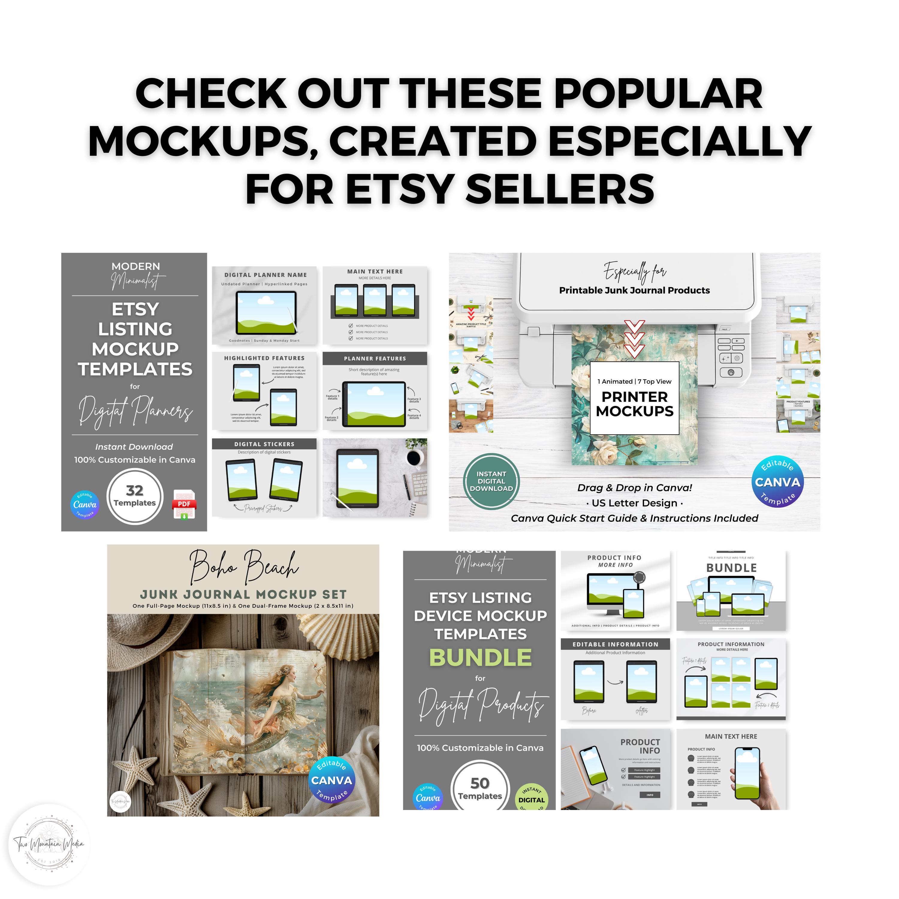 Clipart Mockup Templates: Editable Canva Frames (digital Download) - Etsy