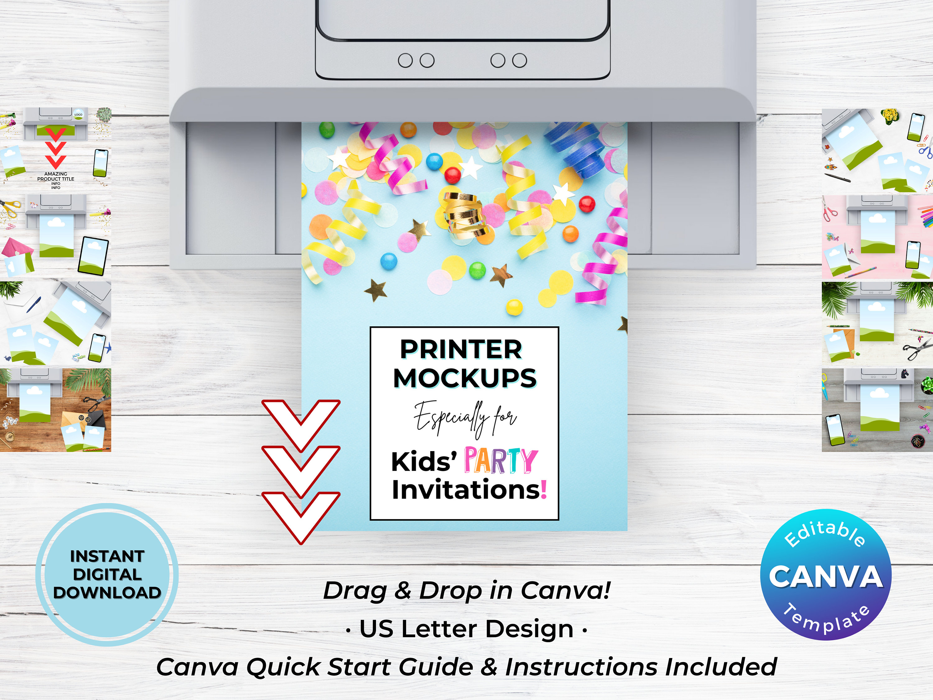 Printer Mockups for Printable Kids' Birthday Invitations | Printable ...