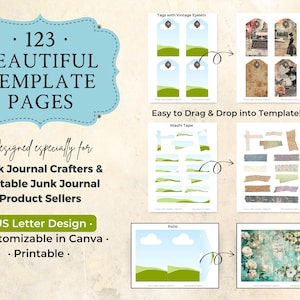 Vintage Junk Journal Template Bundle | Editable Canva Template | Canva ...