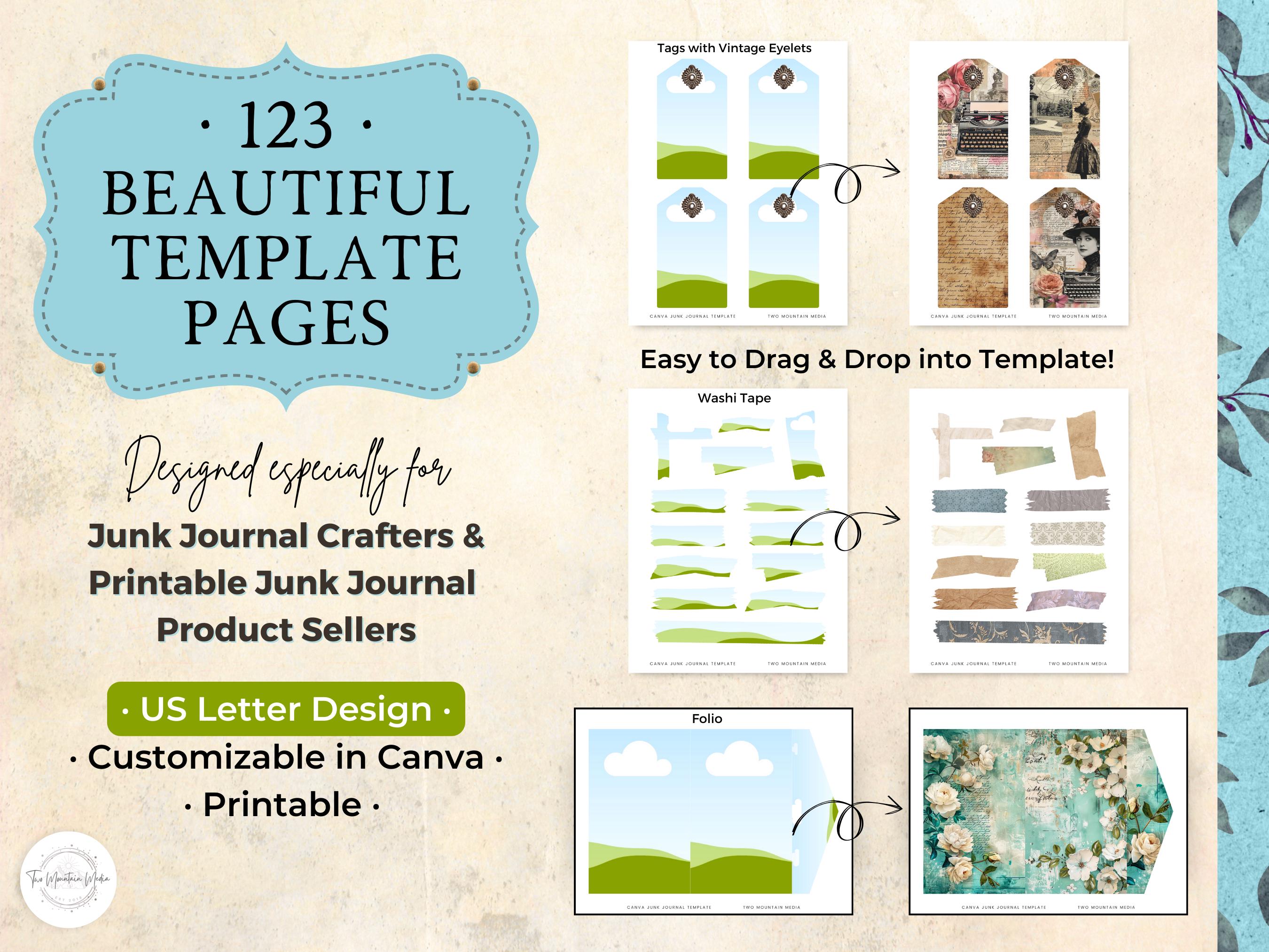 Vintage Junk Journal Template Bundle | Editable Canva Template | Canva ...
