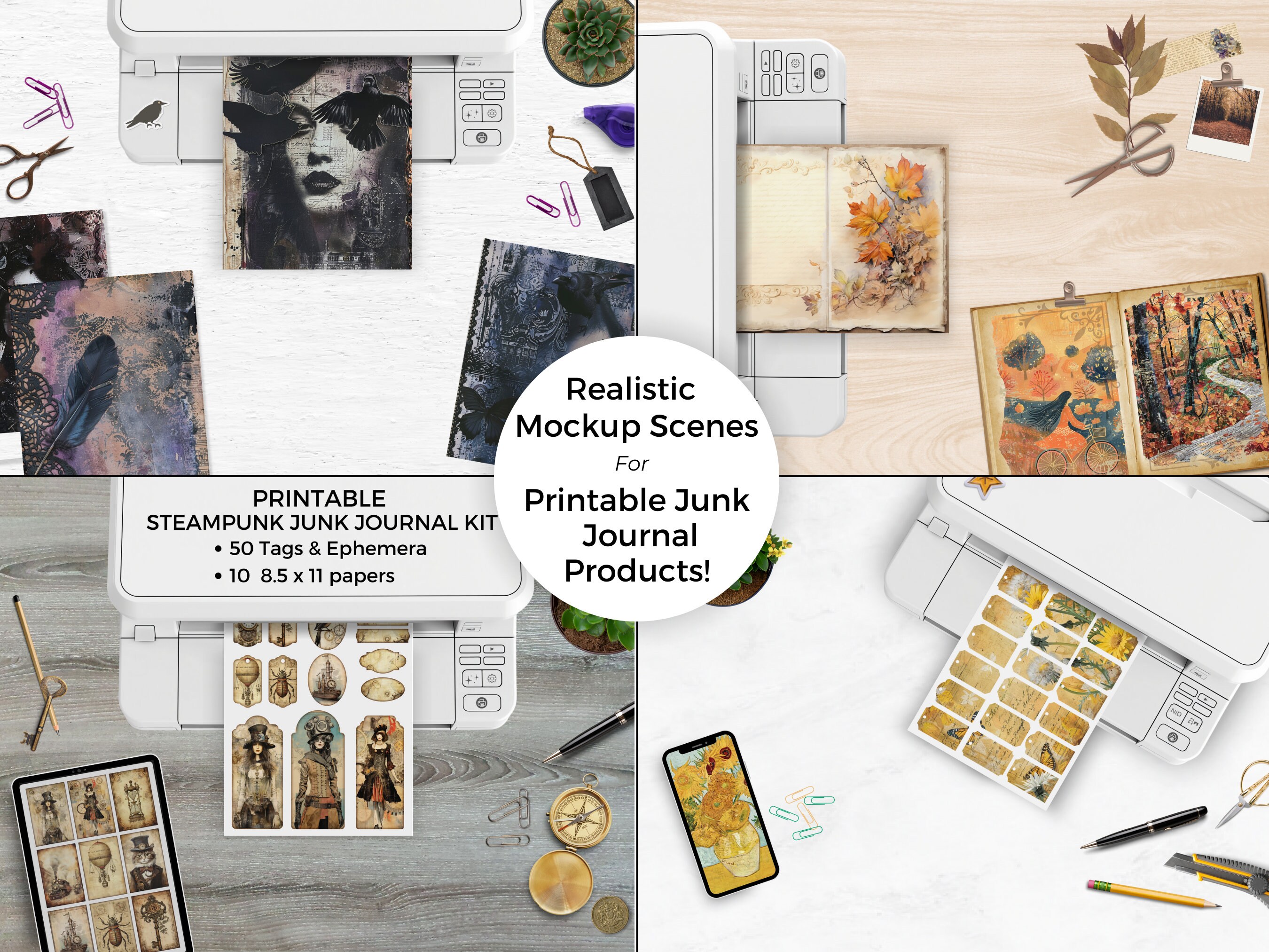 Printer Mockups for Printable Junk Journal Products | Etsy Shop Listing ...
