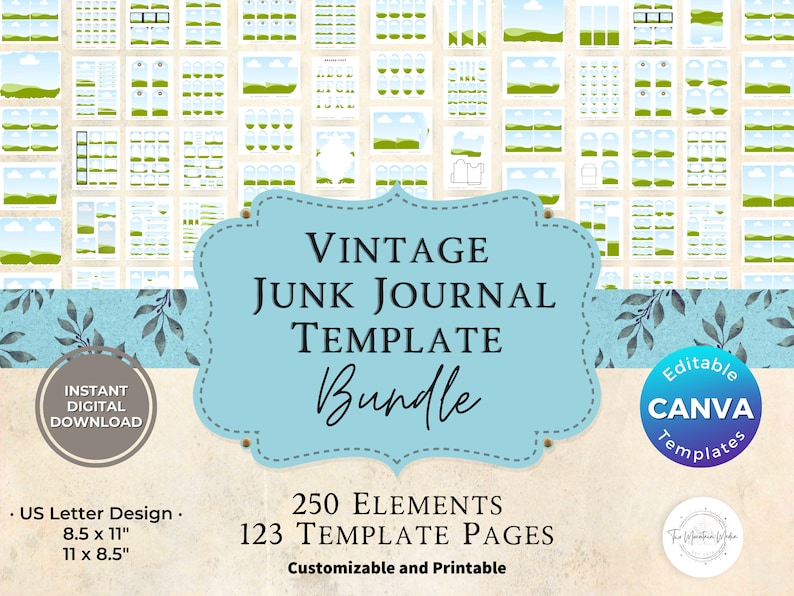 Vintage Junk Journal Template Bundle Editable Canva Template Canva ...