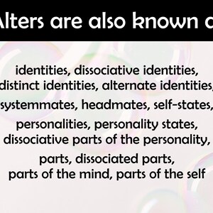 41 Types of Alters in Dissociative Identity Disorder - A Booklet ...