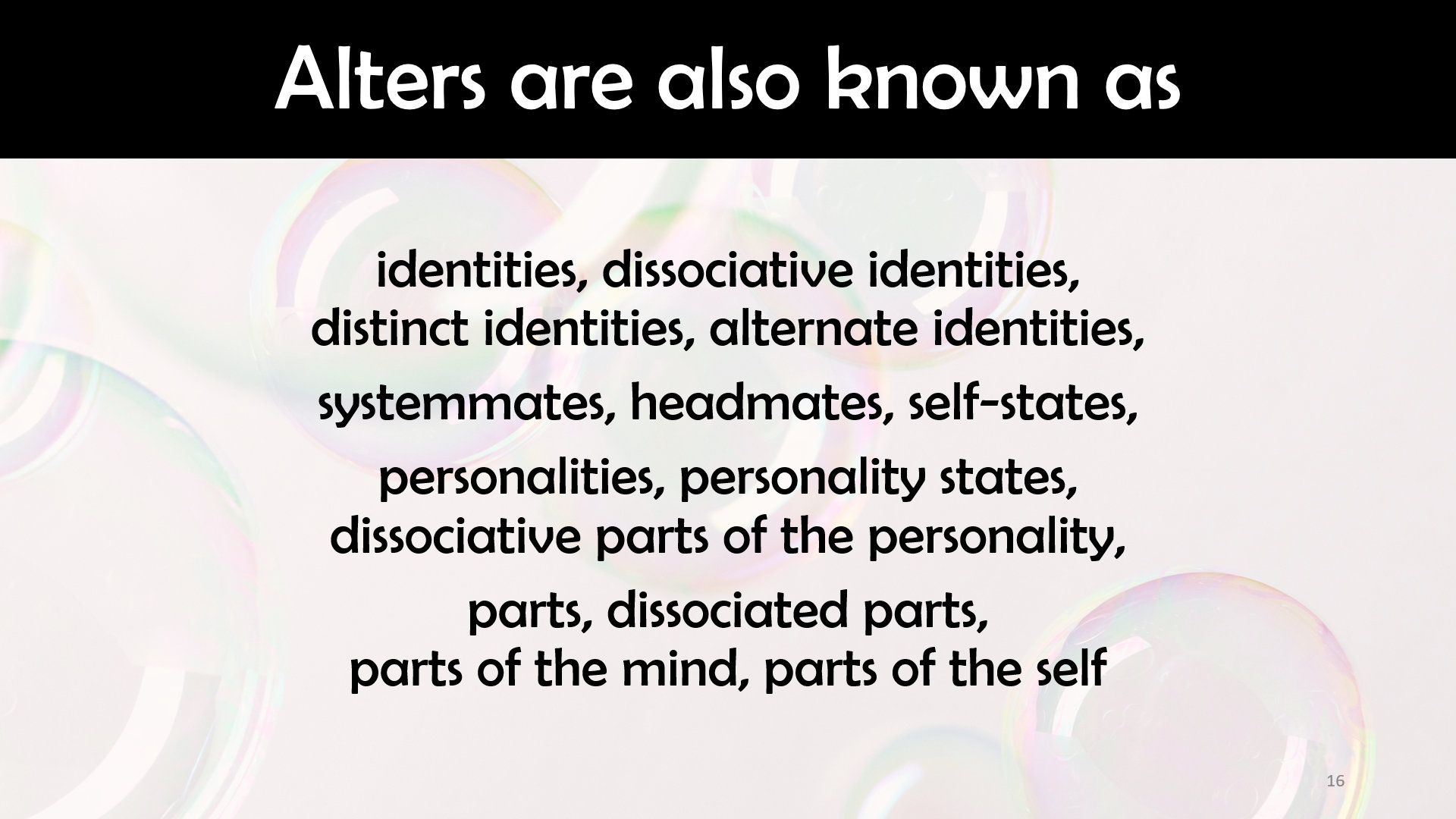41 Types of Alters in Dissociative Identity Disorder - A Booklet ...