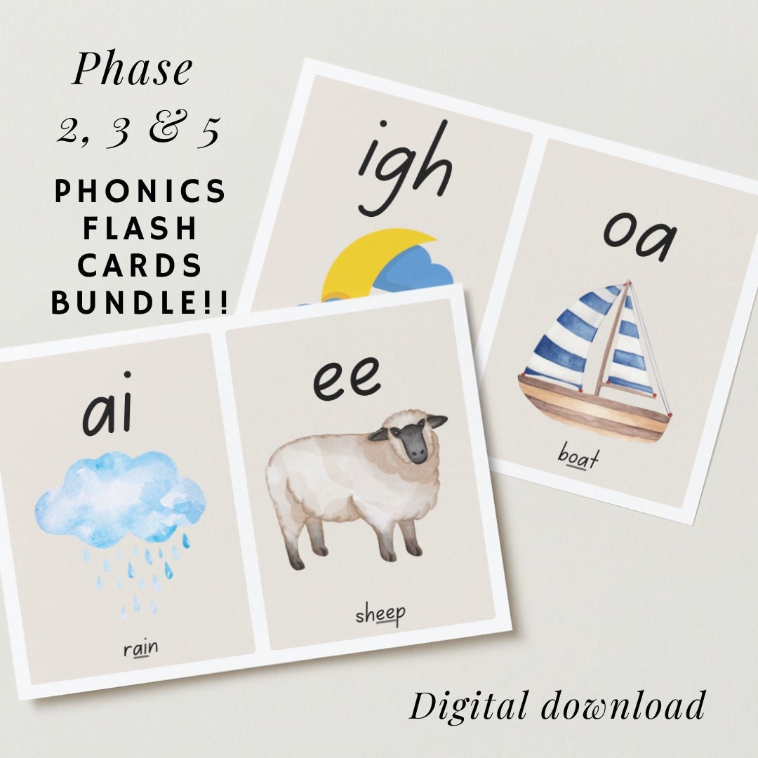 Reception & Year 1 Phonics Flashcards Bundle - Etsy