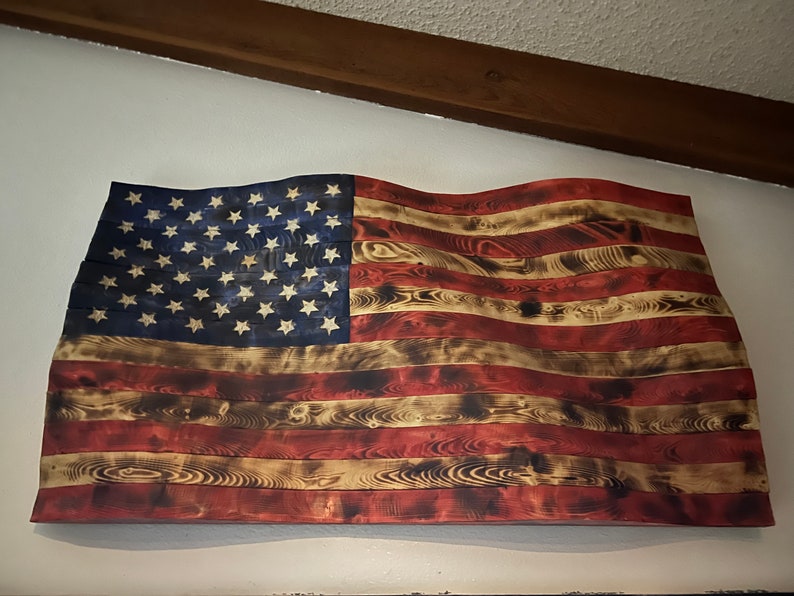 Rustic Waving Wooden American Flag: 3D USA Wall Art - Etsy