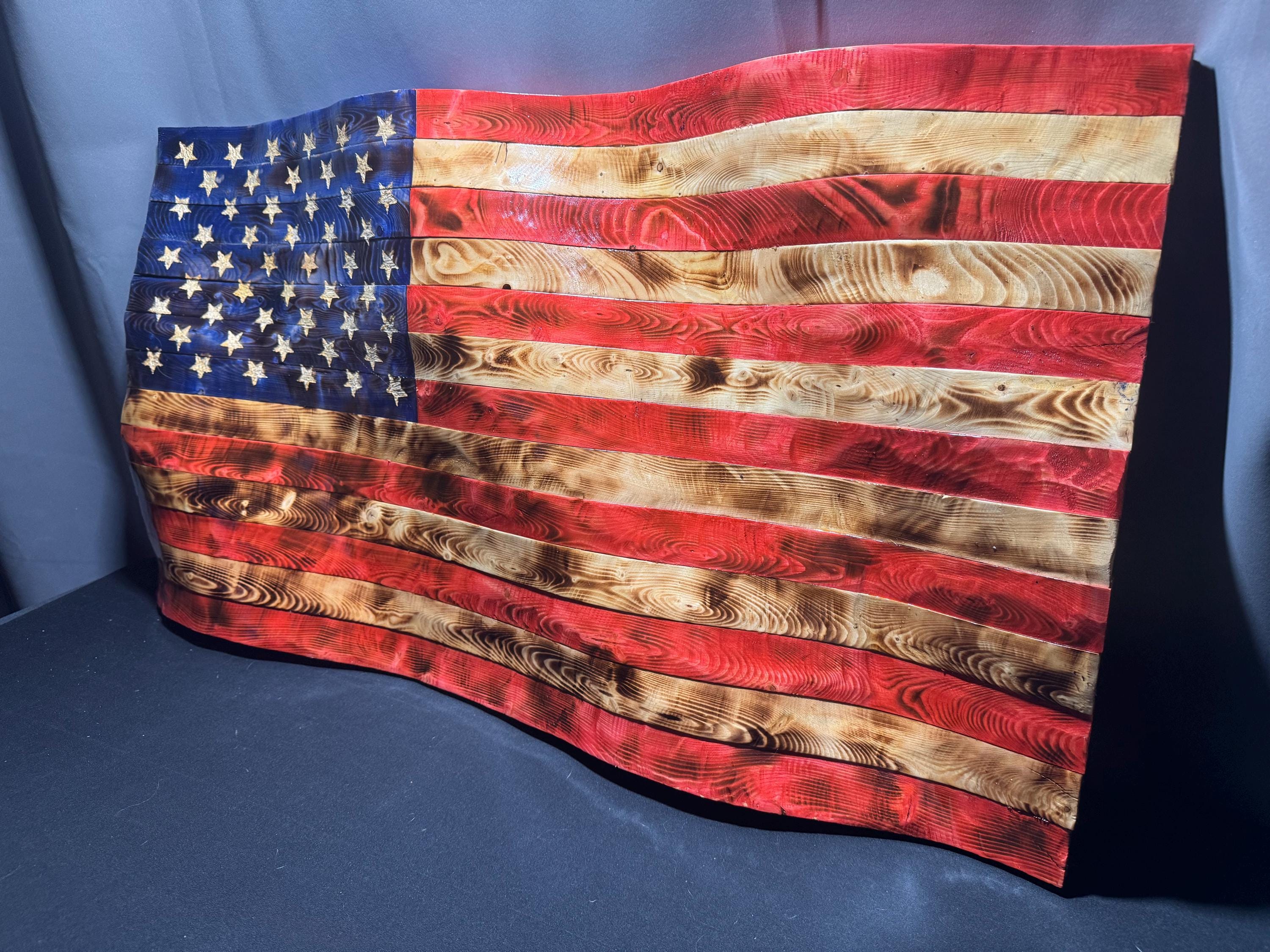Rustic Waving Wooden American Flag: 3D USA Wall Art - Etsy