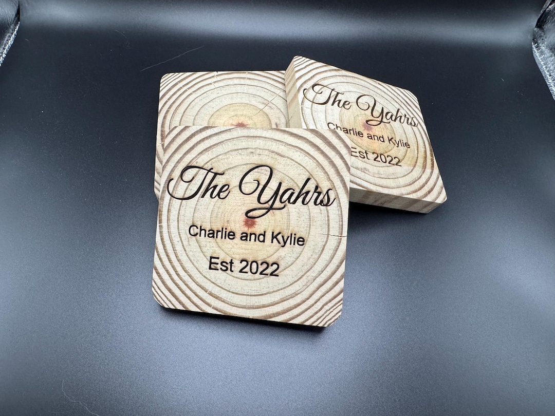 4x4 Custom Laser Engraved Wooden Coasters – Personalized & Durable - Etsy