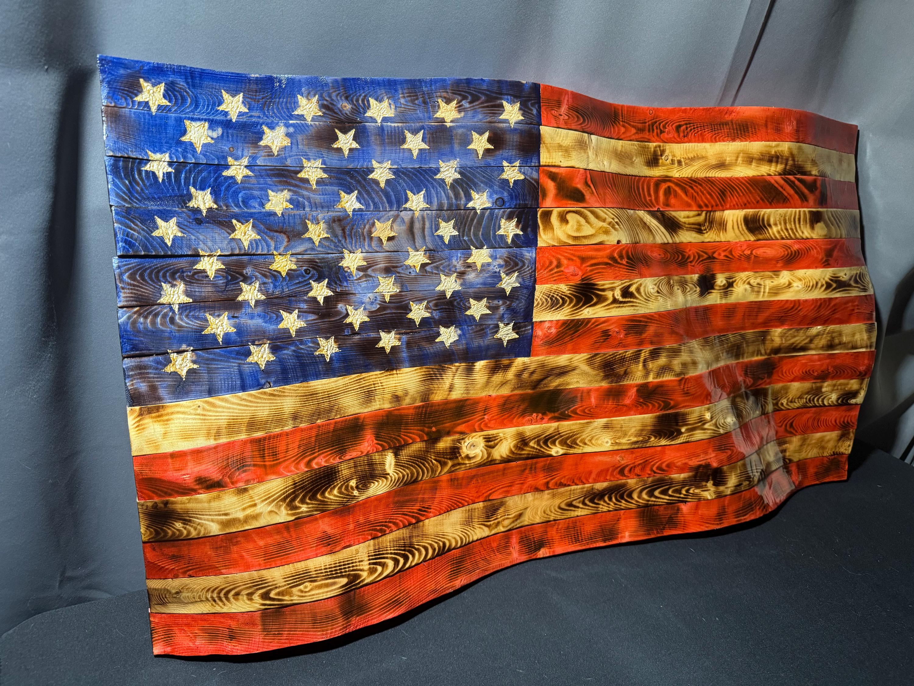 Rustic Waving Wooden American Flag: 3D USA Wall Art - Etsy