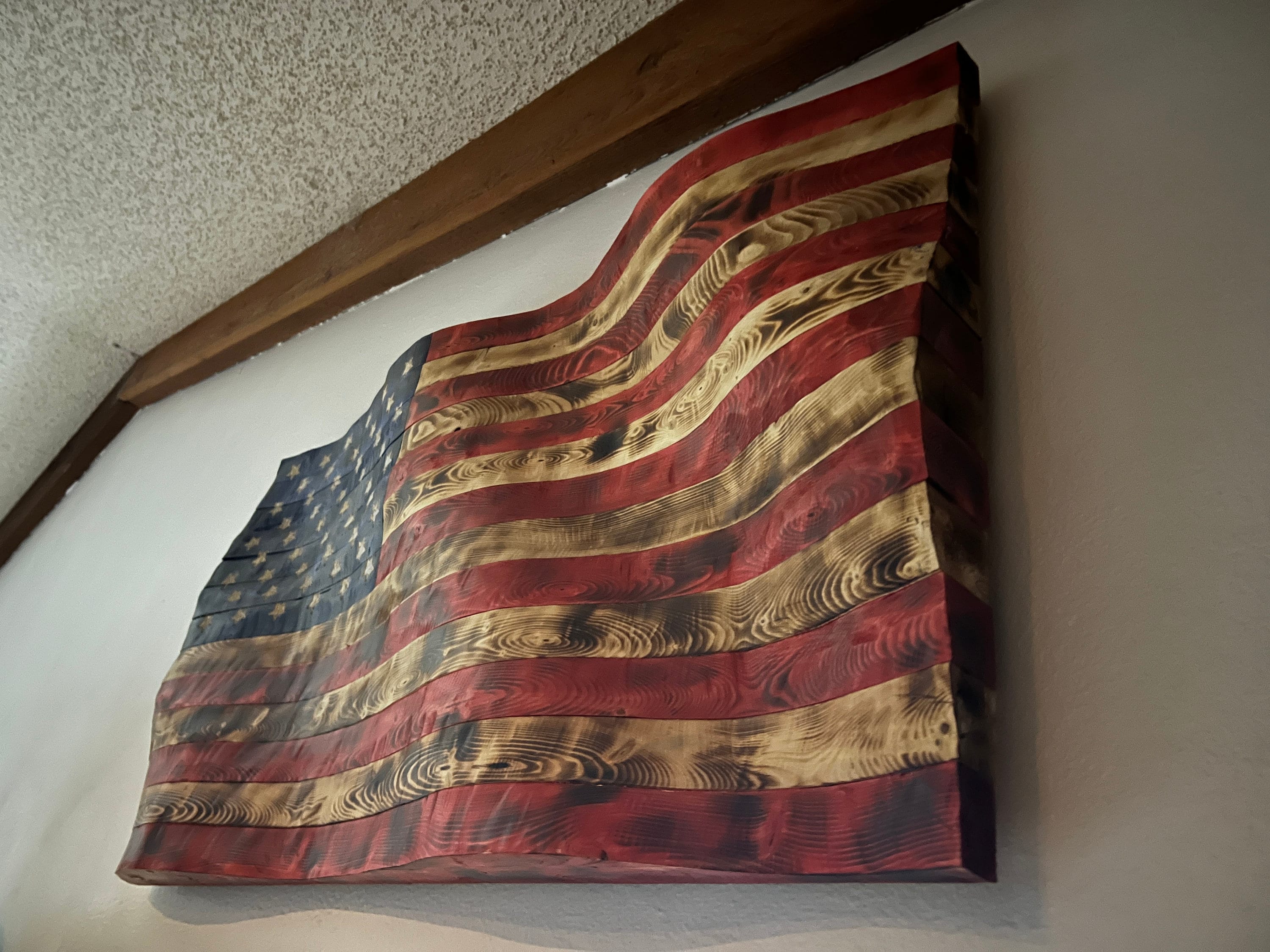 Rustic Waving Wooden American Flag: 3D USA Wall Art - Etsy
