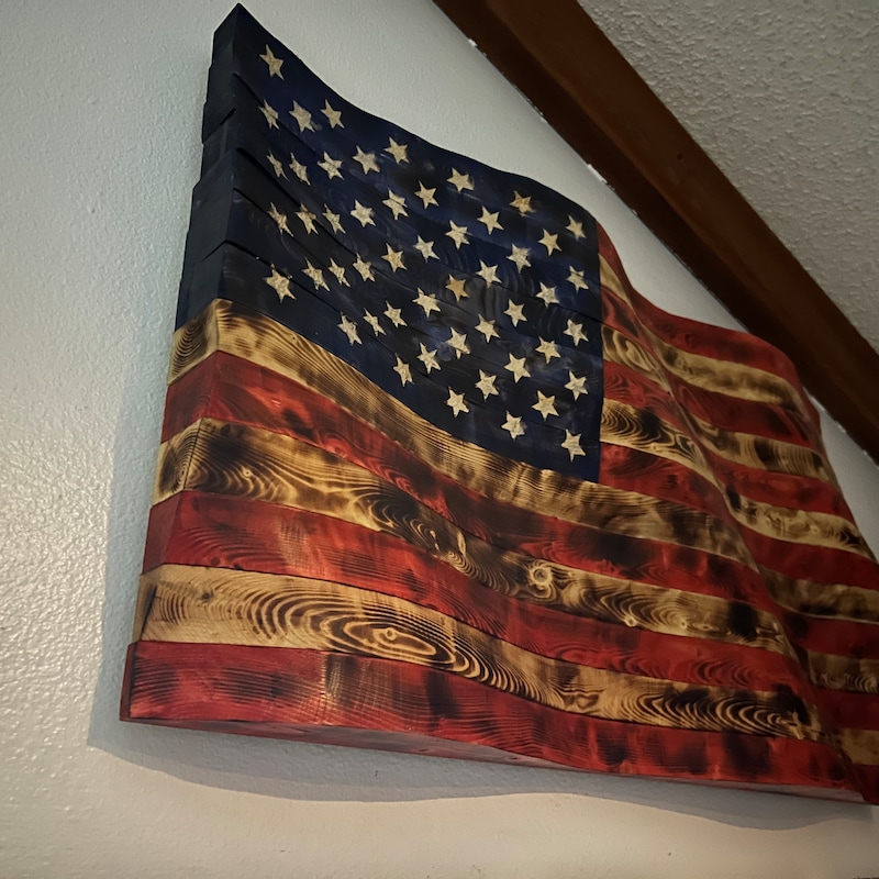 Wavy Wooden American Flag - Etsy