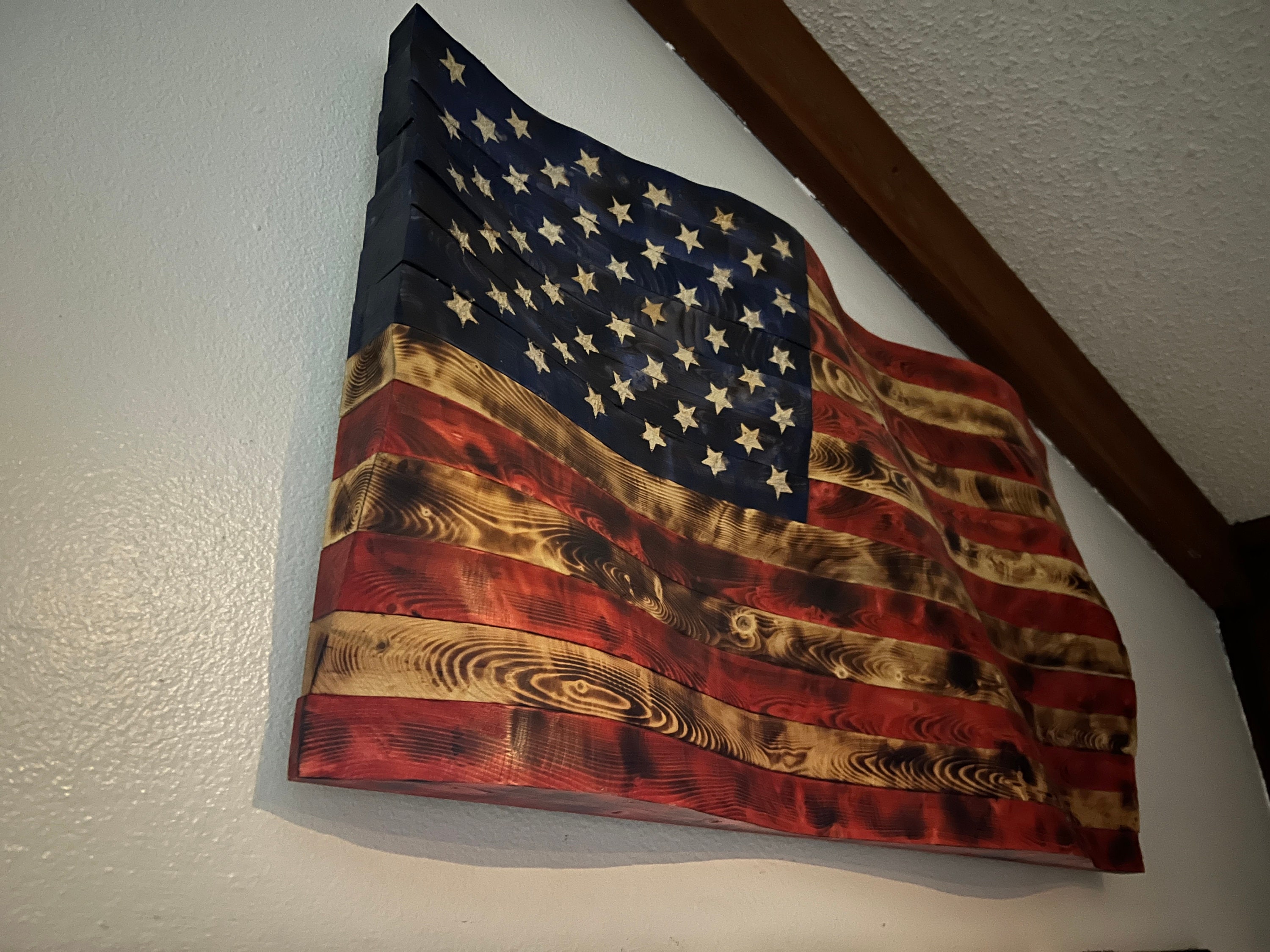 Rustic Waving Wooden American Flag: 3D USA Wall Art - Etsy