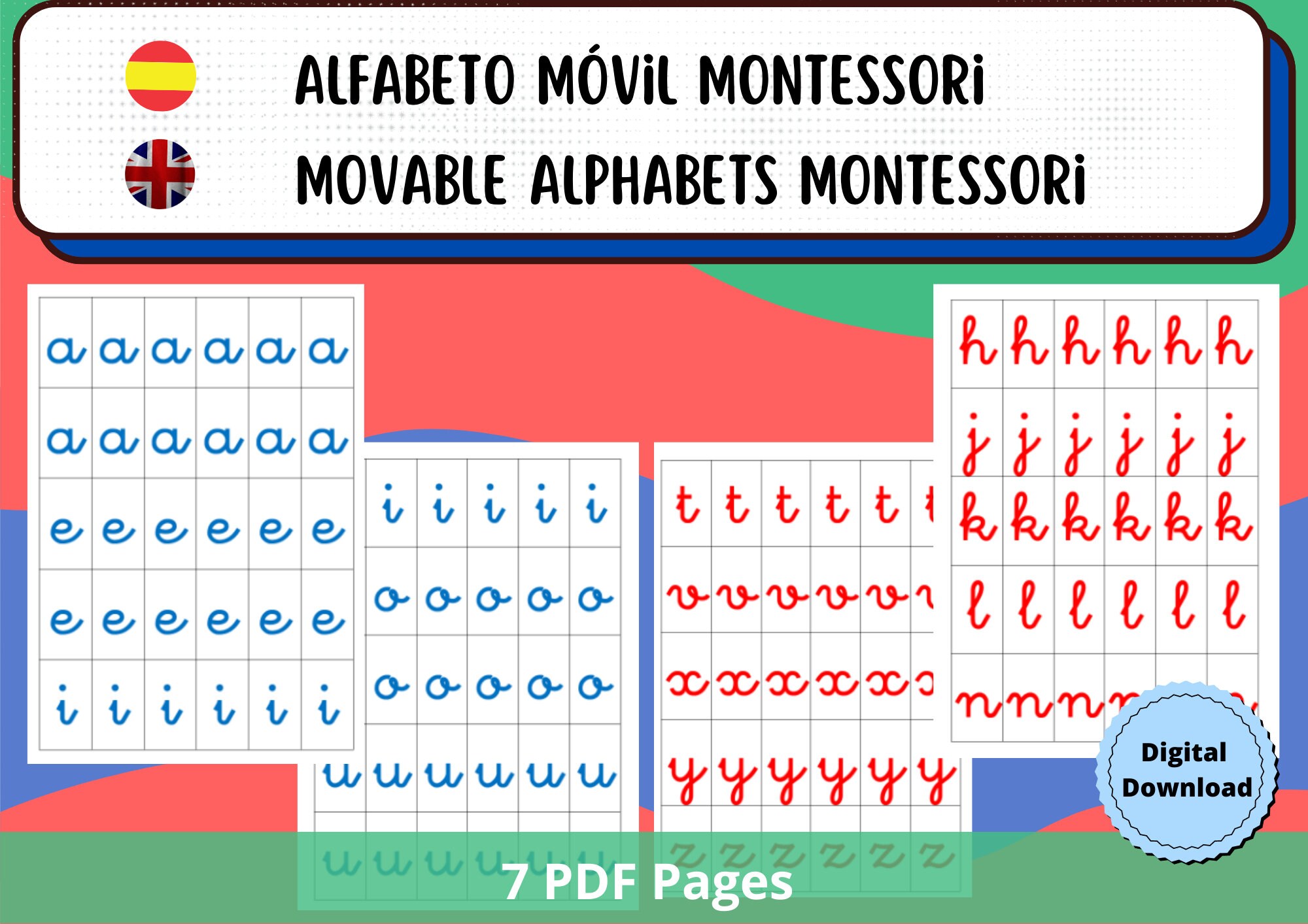 Printable Movable Alphabets, Montessori Montessori Materials, Learn ...