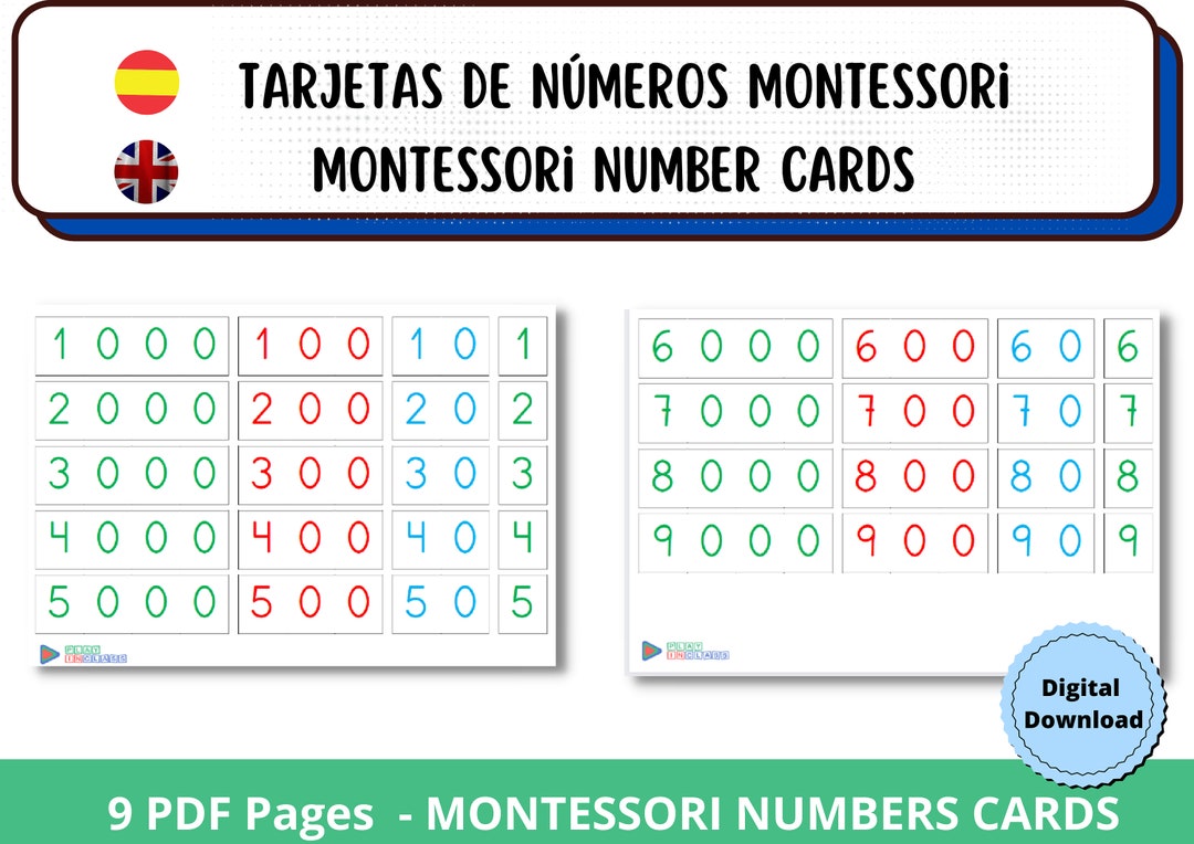 Montessori Number Cards, Montessori Large Number Cards, Printable Math ...