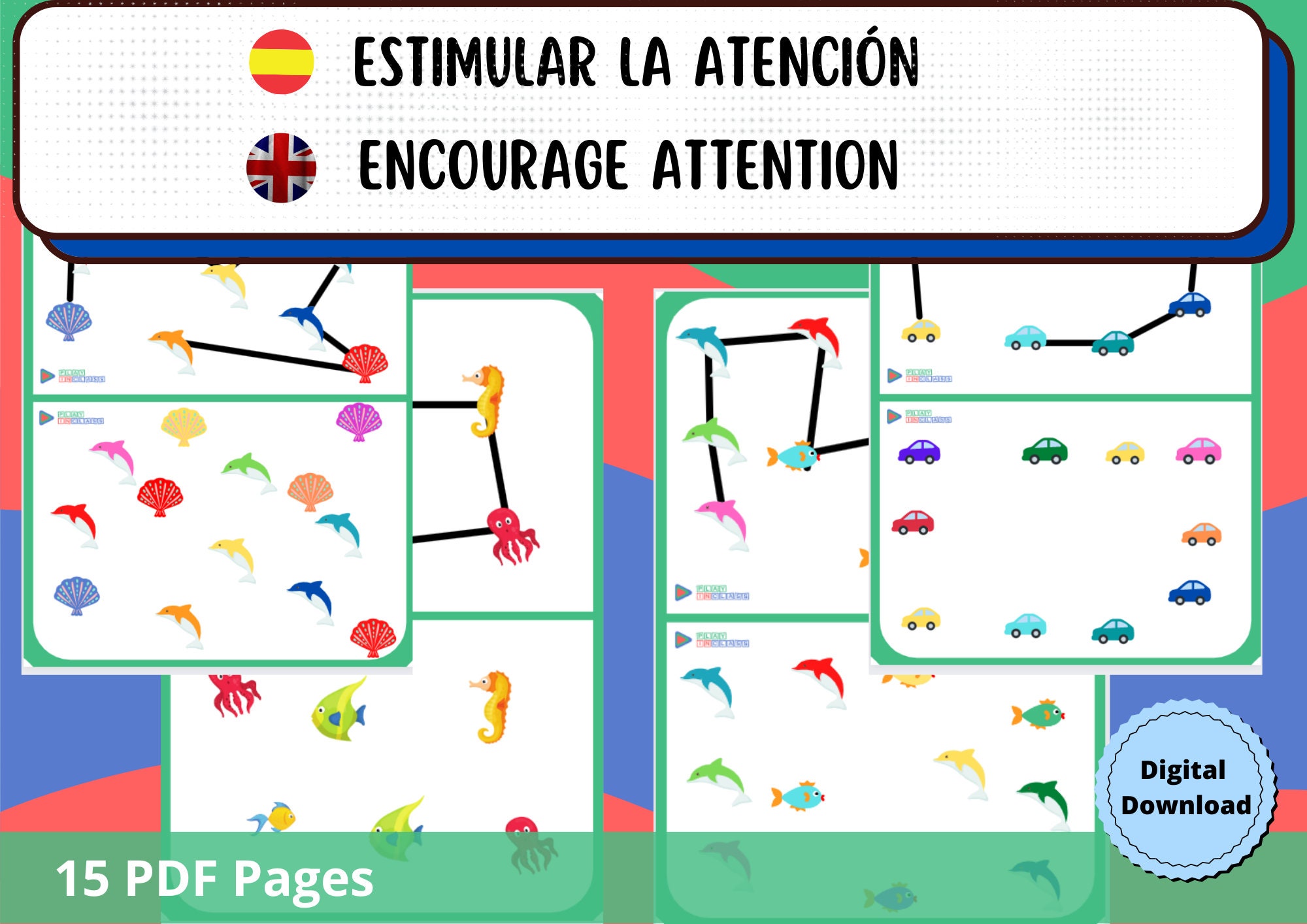 Visual Attention Activity, Printable Kids Activity Book, Preschool ...