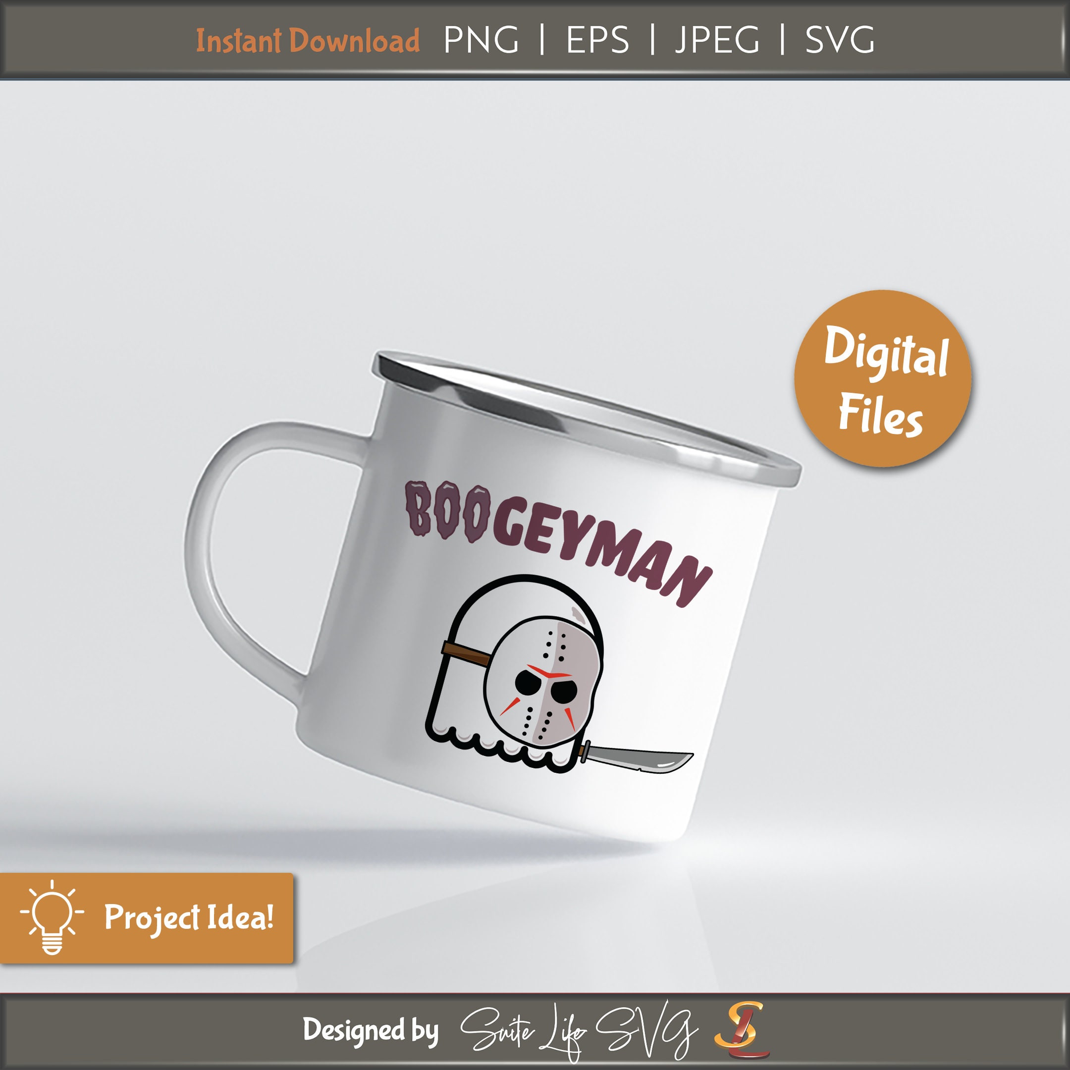 Boogeyman Cute Ghost in Jason Mask SVG, Cartoon Ghost Print File, Jason ...