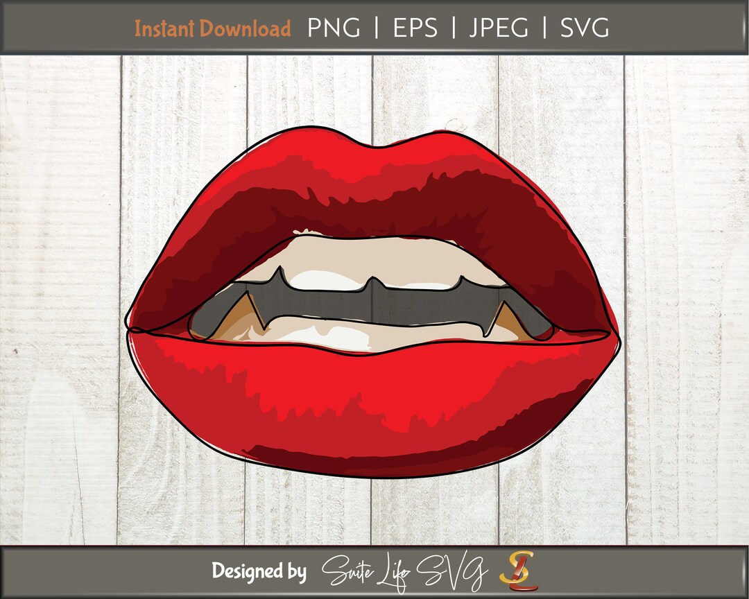 Vampire Teeth SVG for Digital Print or Sublimation Cut, Lady Vampire ...