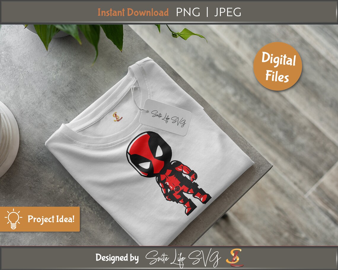Baby Deadpool SVG, Chibi Superhero Print File, PNG Print, Svg for ...