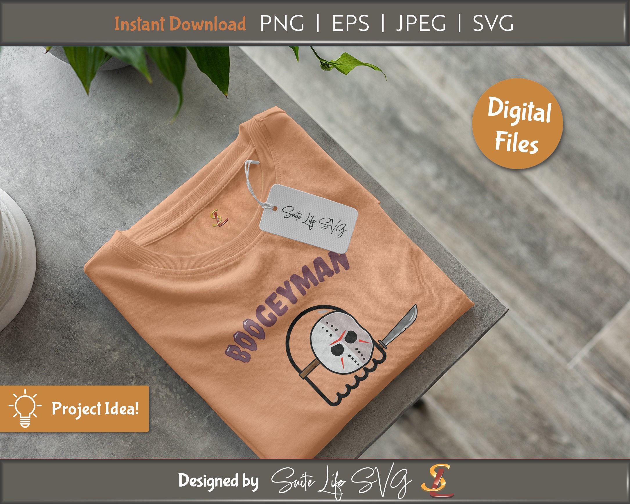 Boogeyman Cute Ghost in Jason Mask SVG, Cartoon Ghost Print File, Jason ...