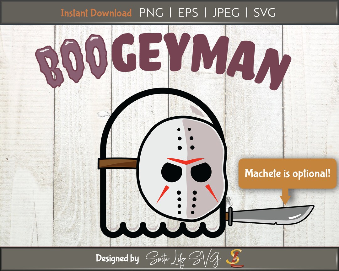 Boogeyman Cute Ghost in Jason Mask SVG, Cartoon Ghost Print File, Jason ...