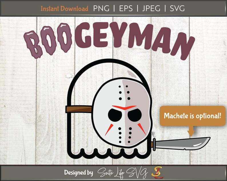 Boogeyman Cute Ghost in Jason Mask SVG, Cartoon Ghost Print File, Jason ...