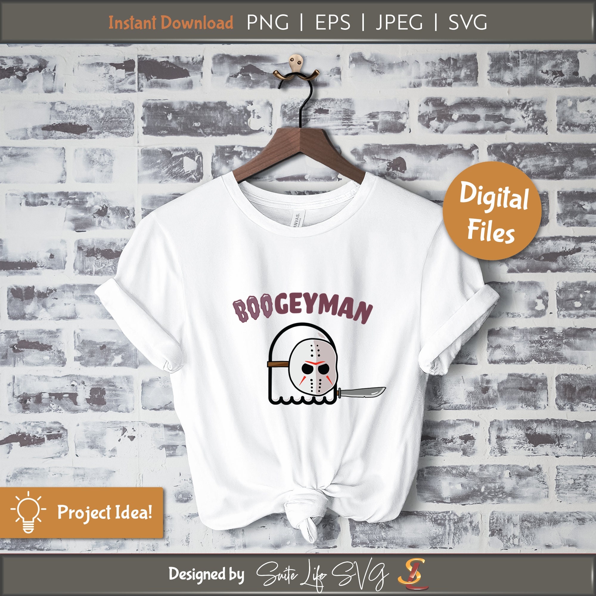 Boogeyman Cute Ghost in Jason Mask SVG, Cartoon Ghost Print File, Jason ...