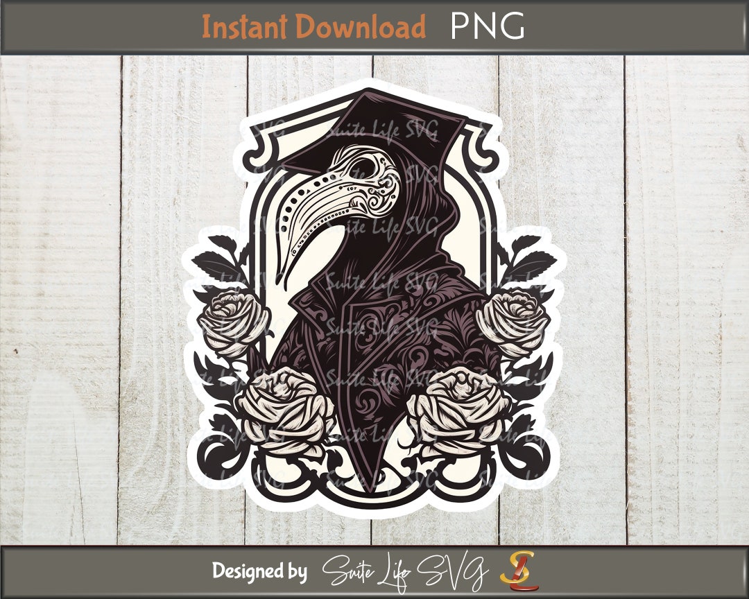 Macabre Plague Doctor Sticker PNG , Plague Doctor and Roses Sticker ...