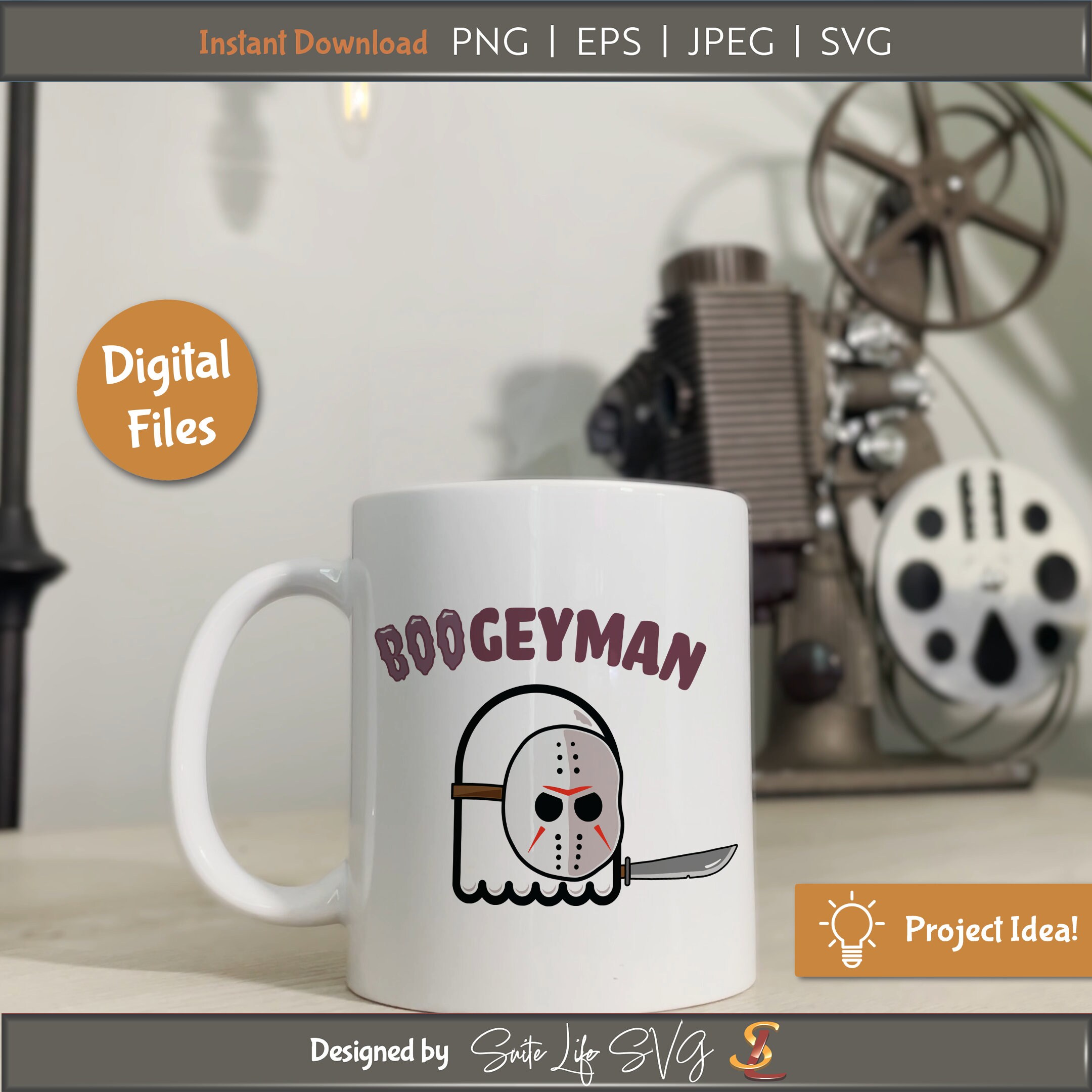 Boogeyman Cute Ghost in Jason Mask SVG, Cartoon Ghost Print File, Jason ...