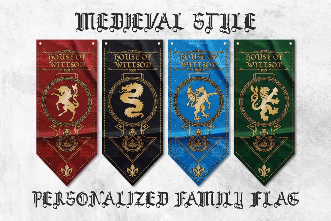 Personalized Medieval Style Pennant Flag | Customizable Family Pennant ...