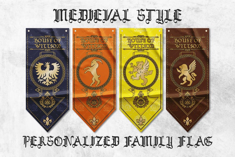 Personalized Medieval Family Banner Flag – Custom House Name Wall ...