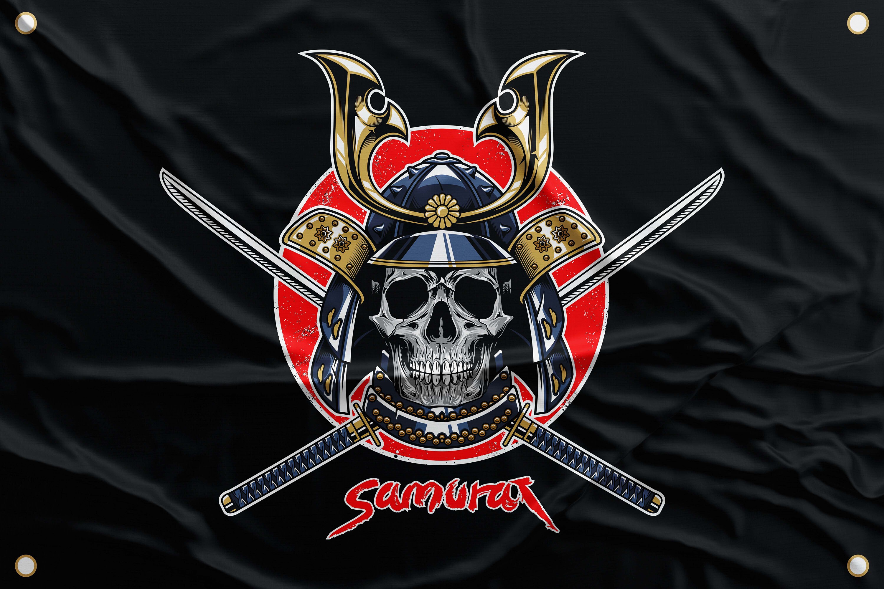 Samurai Skull Flag Banner High Quality Materials - Etsy