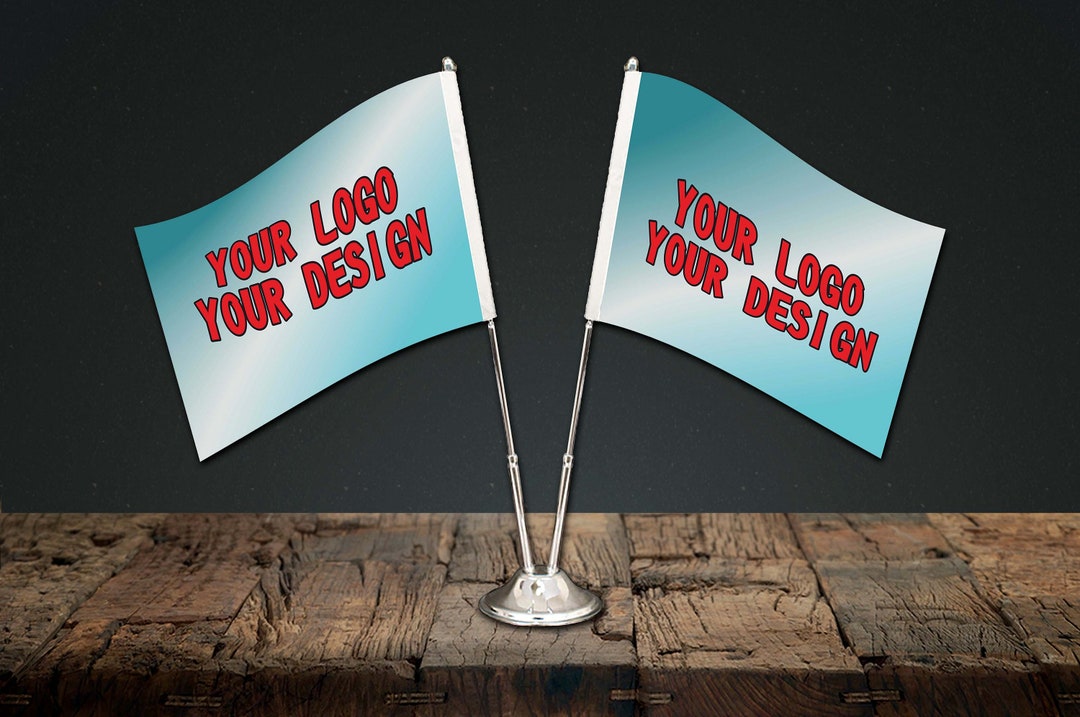 Custom Double Flagpole Table Desk Flag With Stand | Personalized Table ...