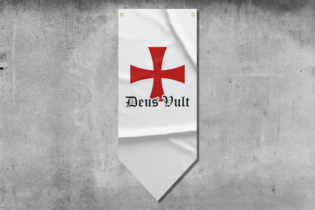 Deus Vult Pennant Flag – Medieval Knight Templar Cross Banner, Crusader ...