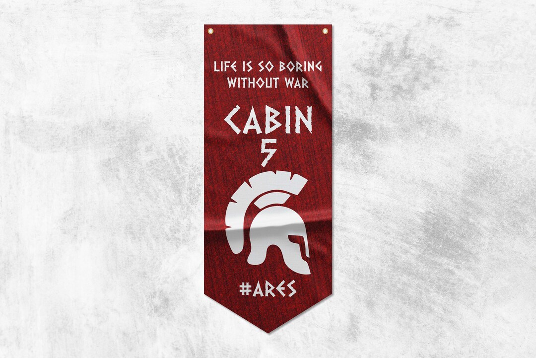 Camp Half Blood Cabins Pennant Flag Banner | Cabin 5 Ares | High ...