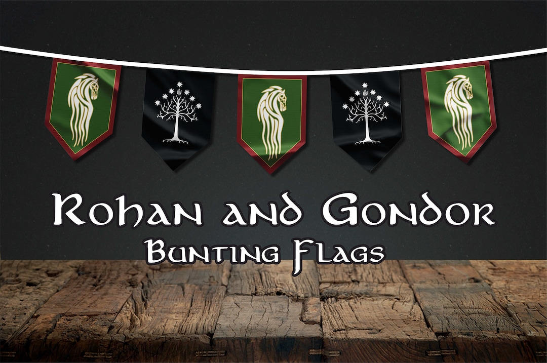 LOTR Rohan Gondor Bunting Flag Set Pennant Flag High Quality Materials ...