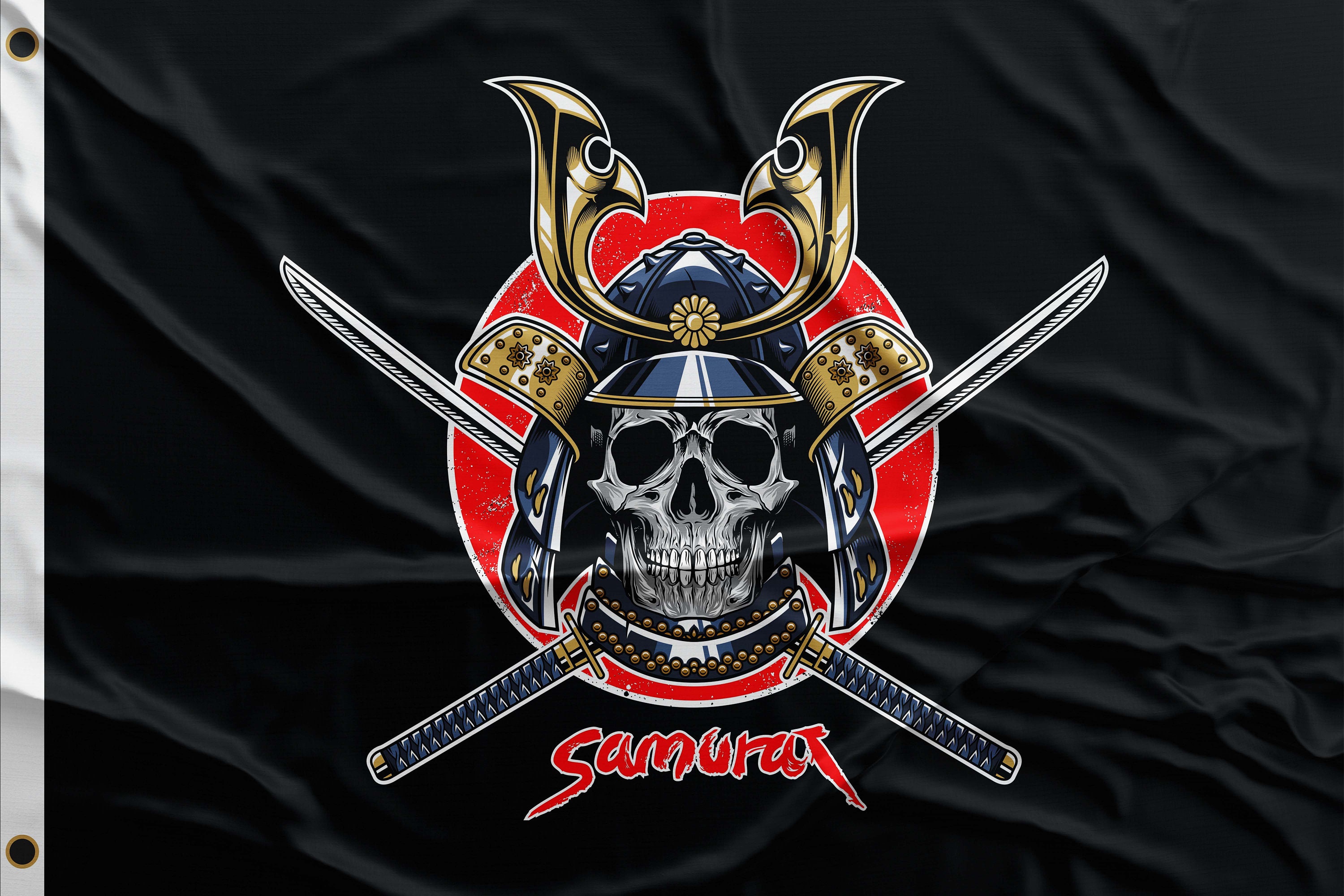 Samurai Skull Flag Banner High Quality Materials - Etsy
