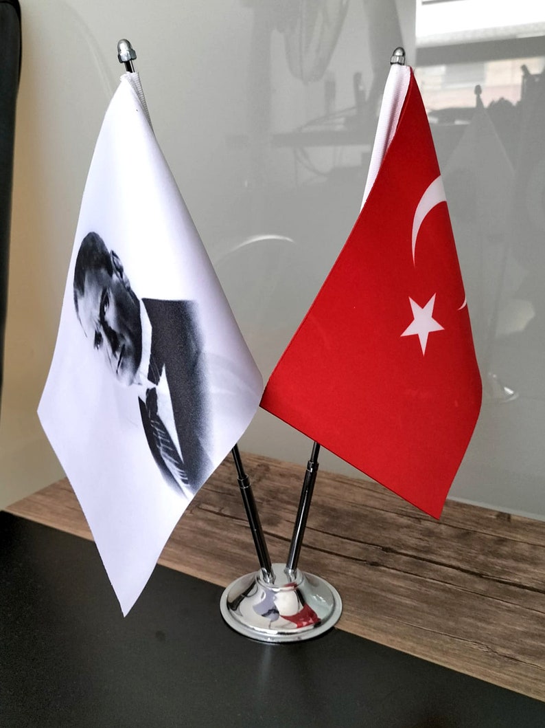 Custom Double Flagpole Table Desk Flag With Stand - Etsy