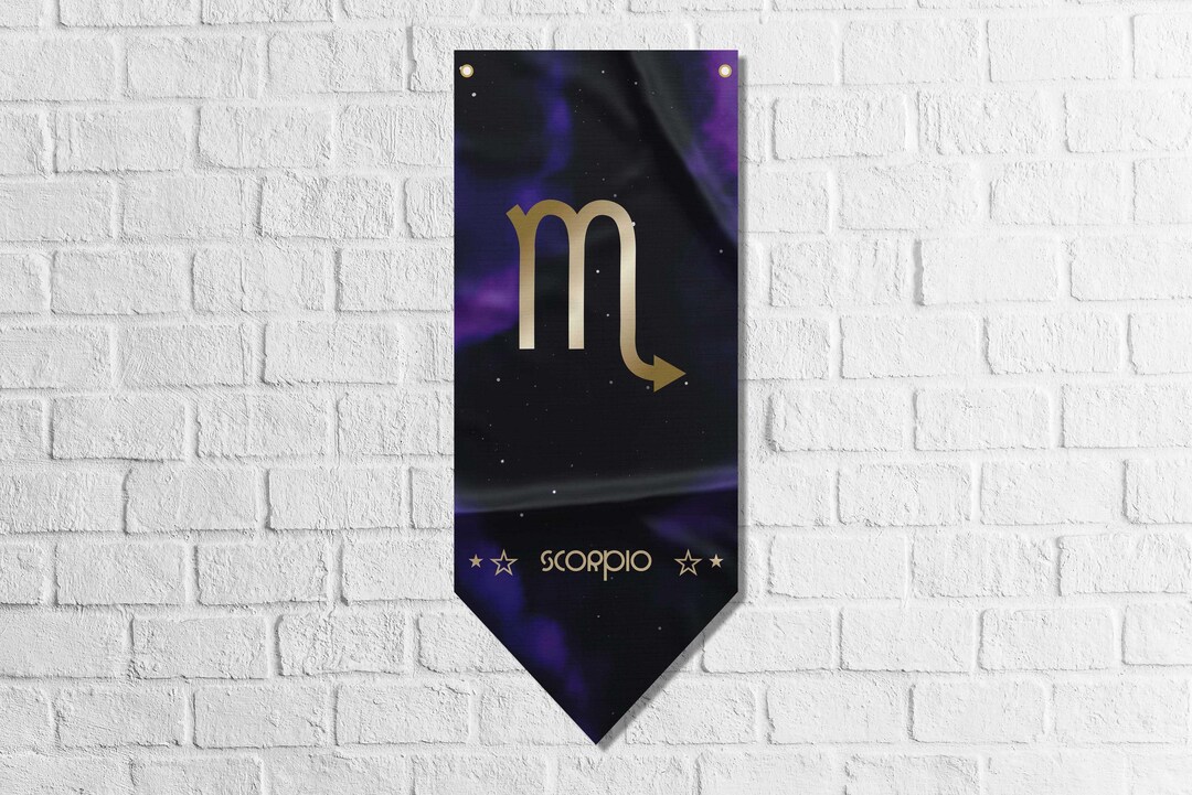 Scorpio Pennant Flag Banner | Zodiac Signs Pennant Flags | High Quality Materials | Size: 50x120 ...