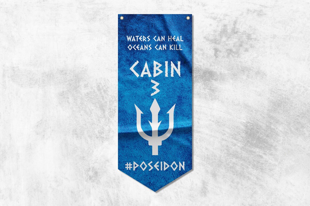 Camp Half Blood Cabins Pennant Flag Banner | Cabin 3 Poseidon | High ...