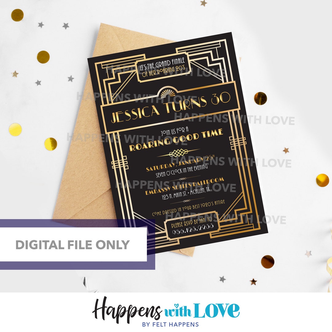 Roaring 20s Party Invitation, Digital File, Adult Party, Anniversary ...