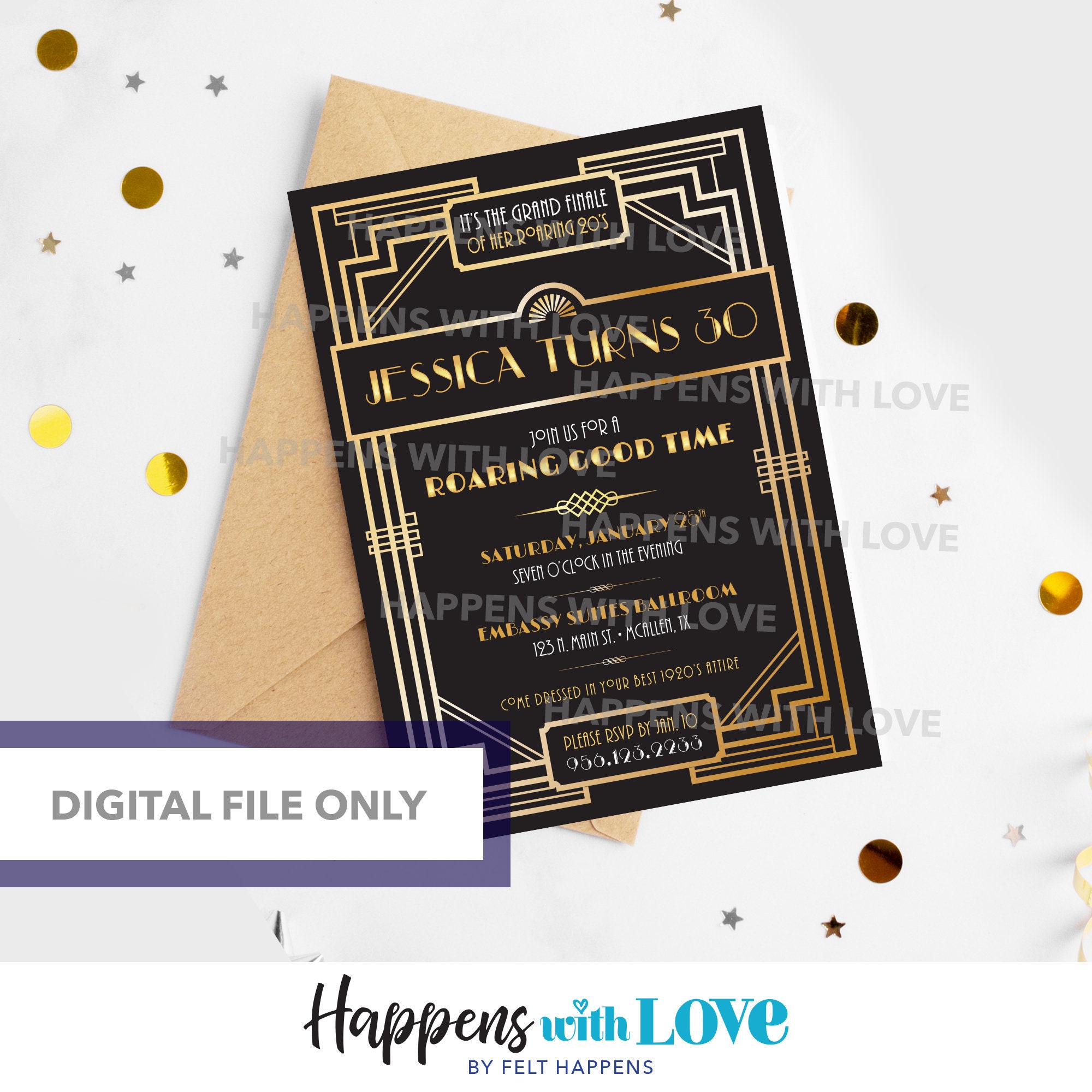 Roaring 20s Party Invitation, Digital File, Adult Party, Anniversary ...