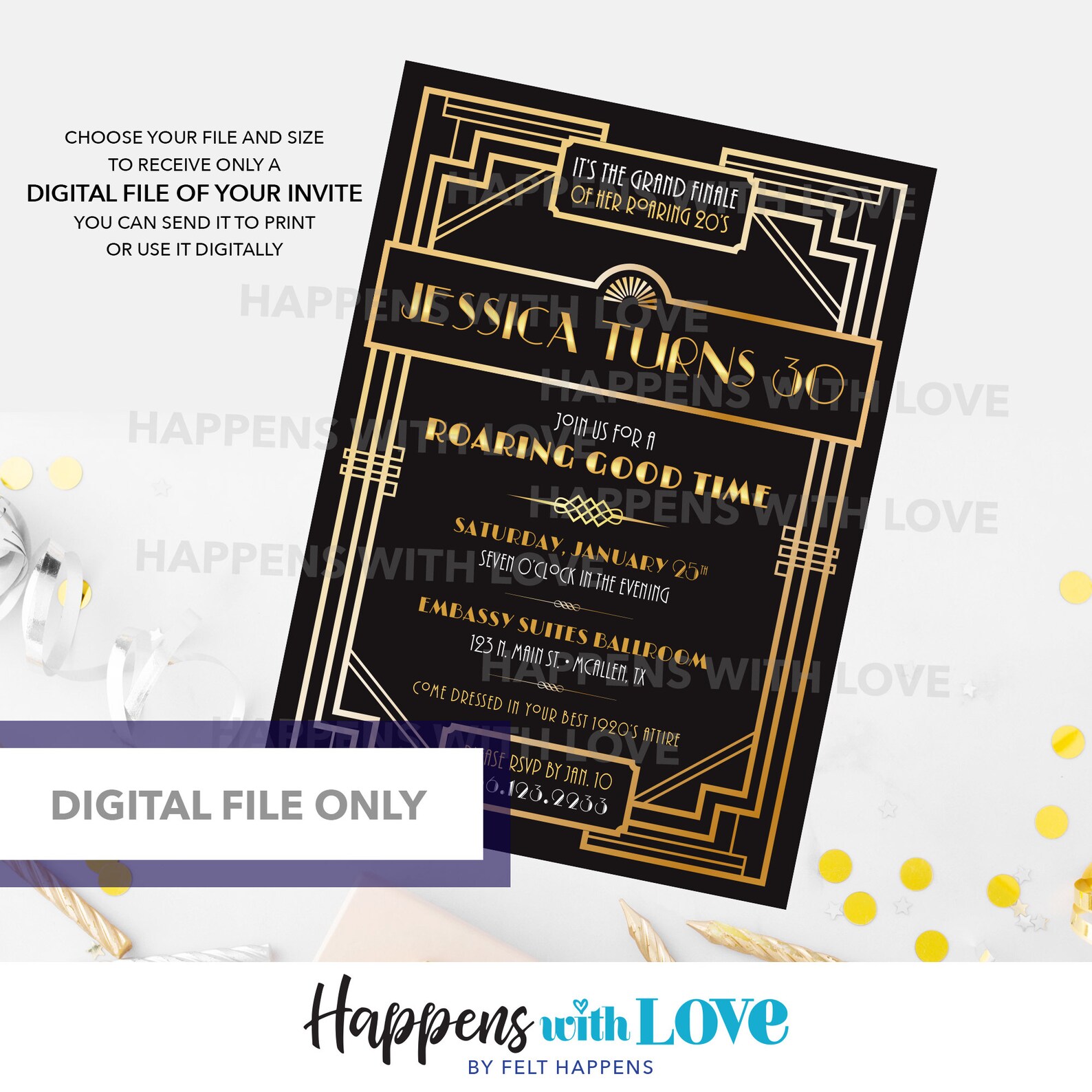 Roaring 20s Party Invitation Digital File Adult Party - Etsy