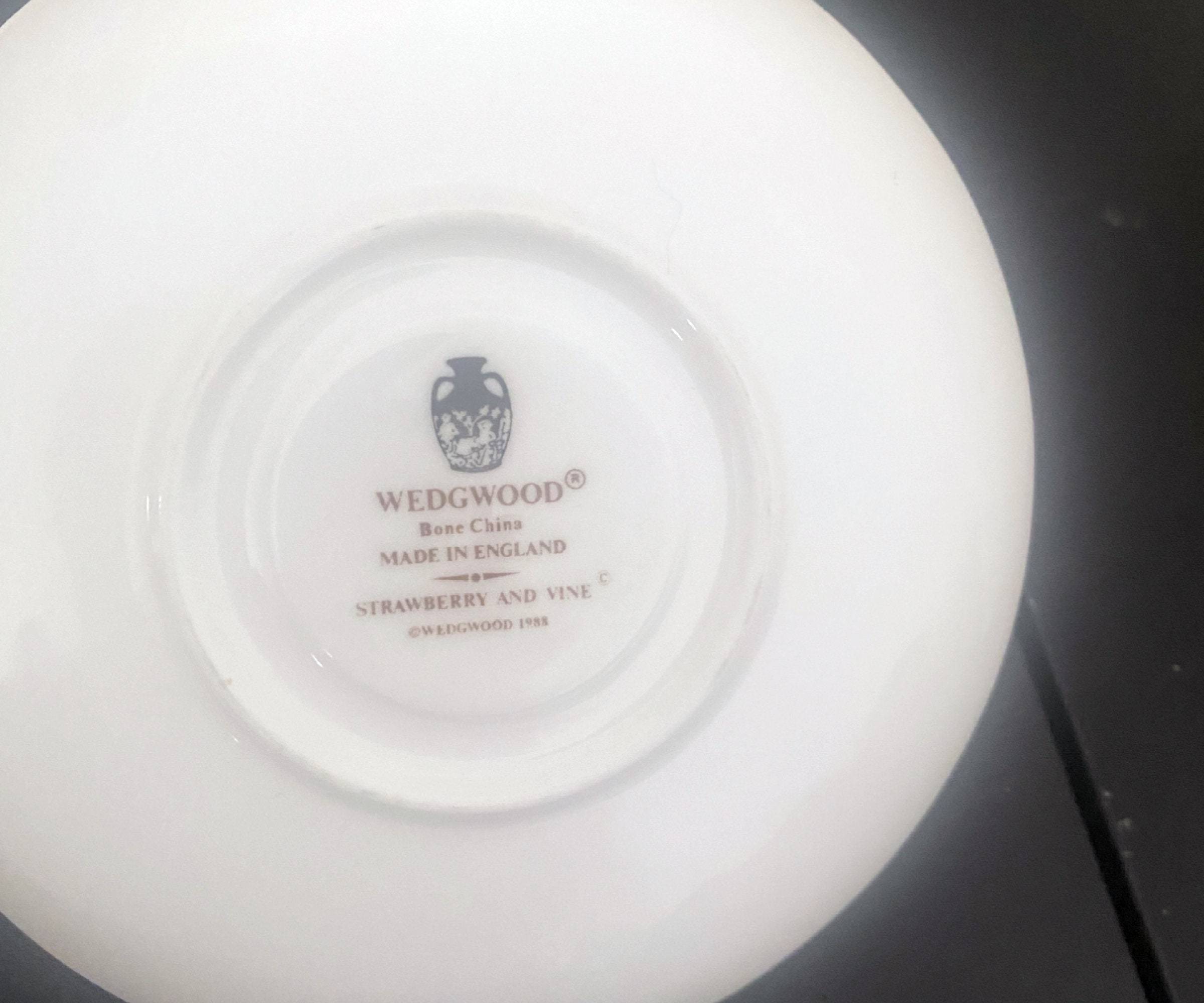 Vintage Wedgwood Set of 7 White Demitasse Teacup and Saucers Strawberry and Vine White China ...