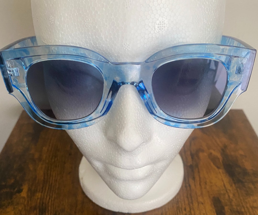 Y2K Blue Rave Sunglasses Oversized Apollo Style Glasses Tortoiseshell ...