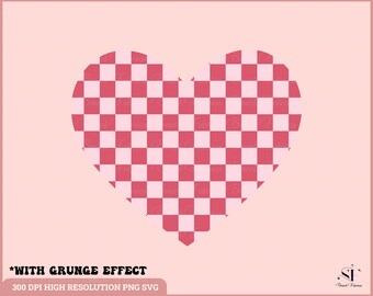 Checker Heart Png - Etsy