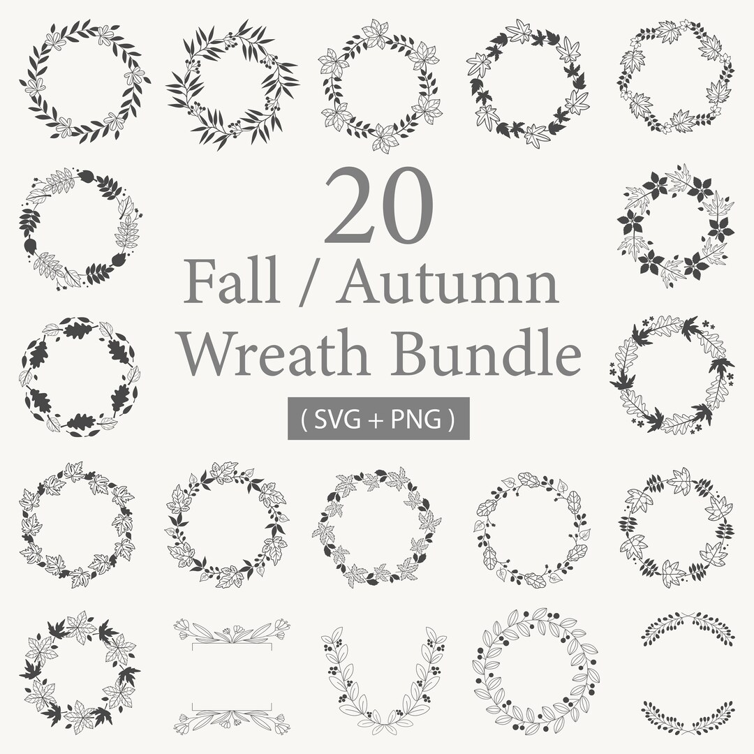 Fall Wreath Svg Bundle Autumn Svg Bundle Thanksgiving Svg Wreath Svg ...